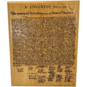 Handcrafted U.S. Founding Document Plaque – Constitution, Declaration of Independence, or Bill ...