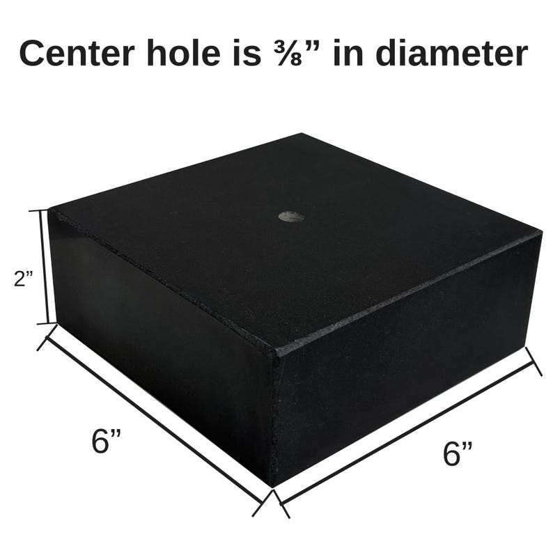 Black Marble Display Base With Center Mount Hole – Polished Stone ...