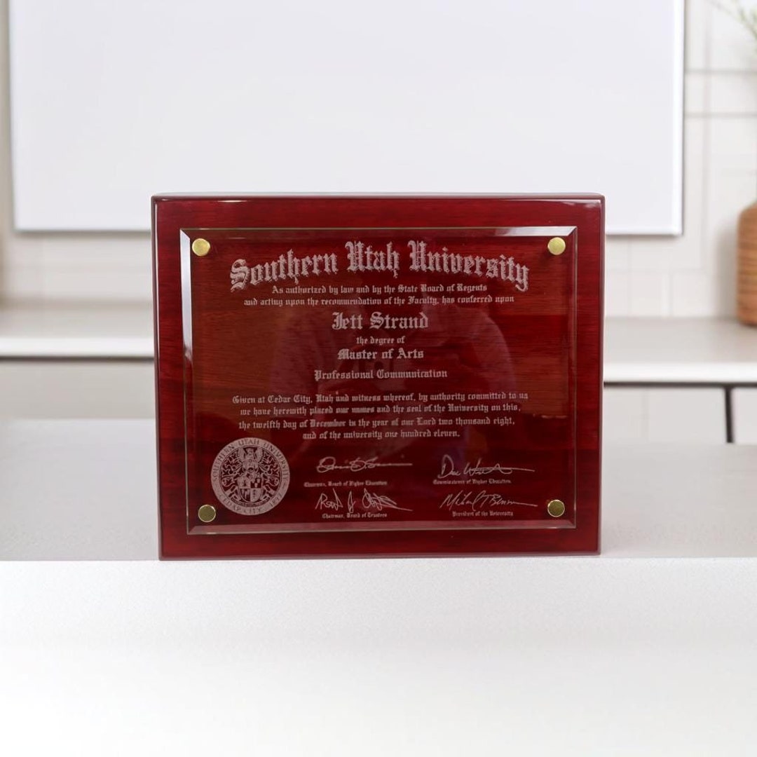 Rosewood Floating Glass Degree Frame, College Diploma Frame, Custom ...