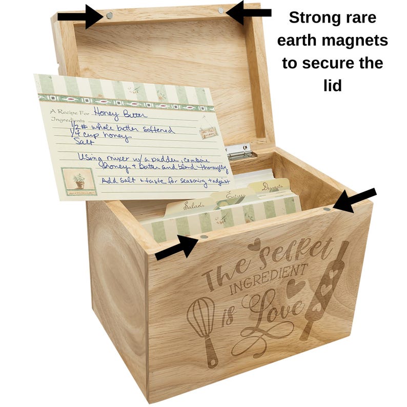 Handcrafted Malaysian Oak Recipe Box – Wooden Recipe Card Organizer ...