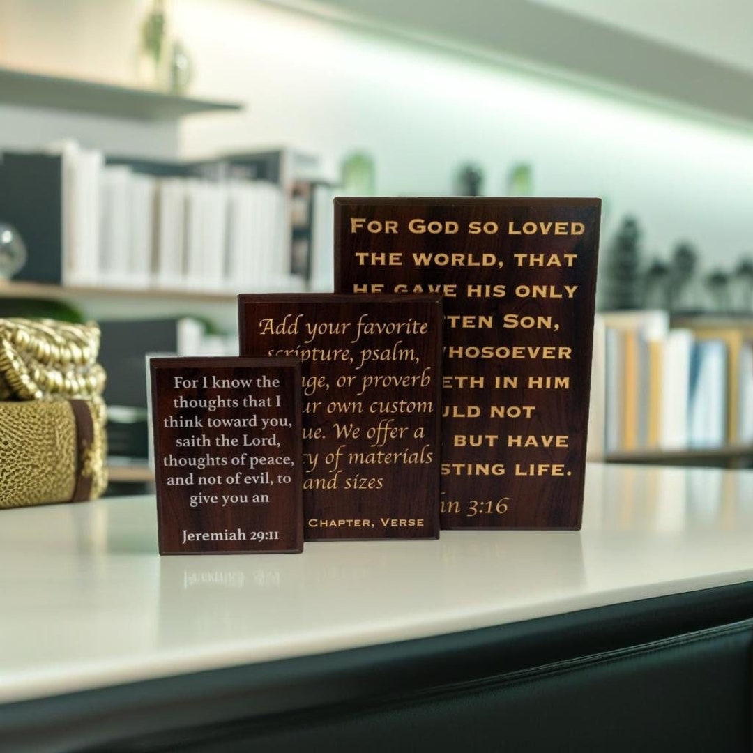 Cherry Wood Scripture Plaque, Custom Scripture Sign, Wooden Bible ...