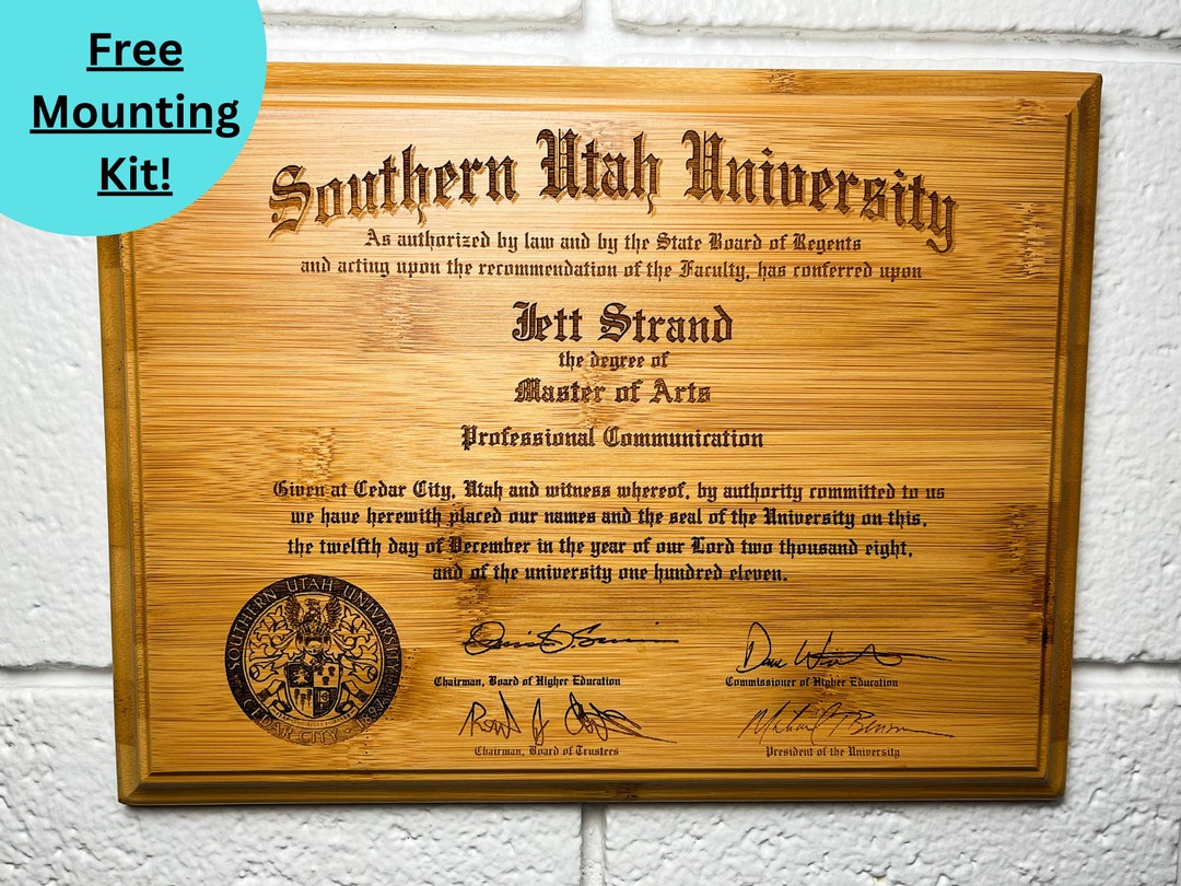 College Diploma Frame Custom Graduation Plaque Bamboo - Etsy