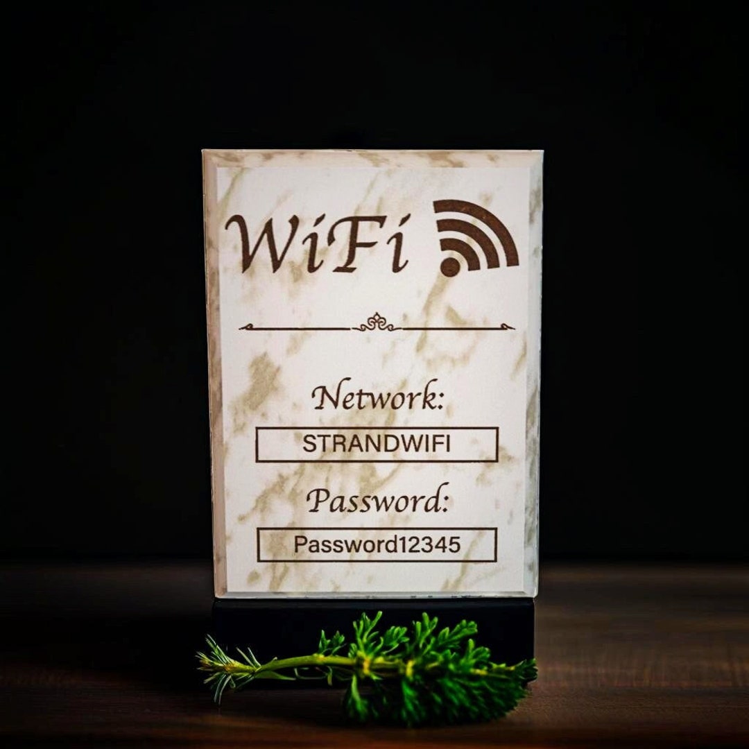 Marble Wifi Sign, Custom Wifi Password Sign, Network Plaque, Airbnb ...