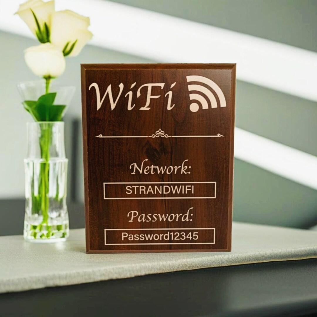 Dark Cherry Wifi Password Sign Wood, Custom Wifi Plaque, Airbnb Guest ...