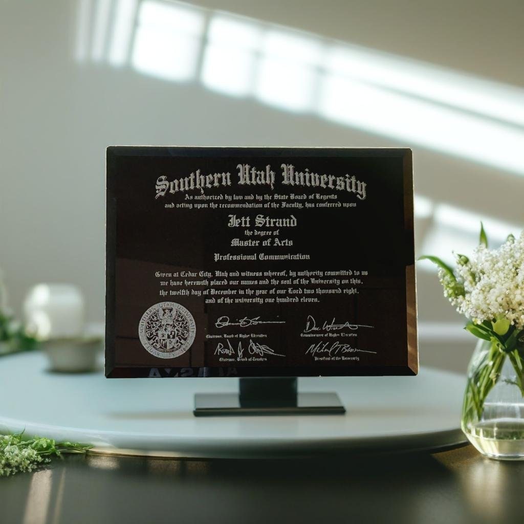 Floating Glass Diploma Frame, Modern Diploma Plaque, Diploma Frame ...