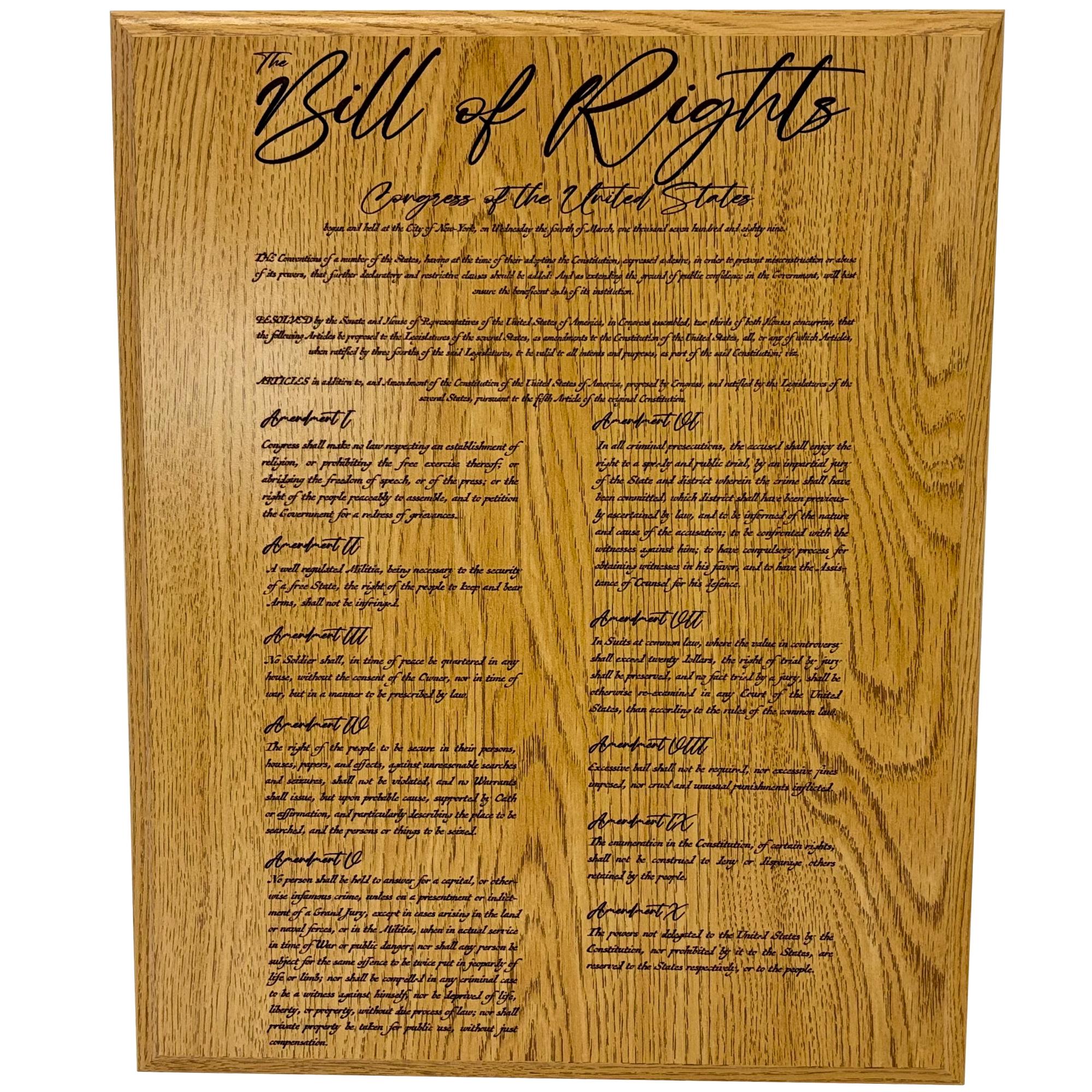 Handcrafted U.S. Founding Document Plaque – Constitution, Declaration of Independence, or Bill ...
