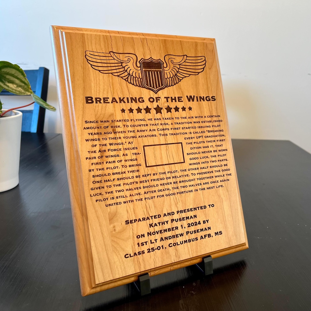 Air Force Breaking of the Wings Plaque, Military Award for Air Force ...