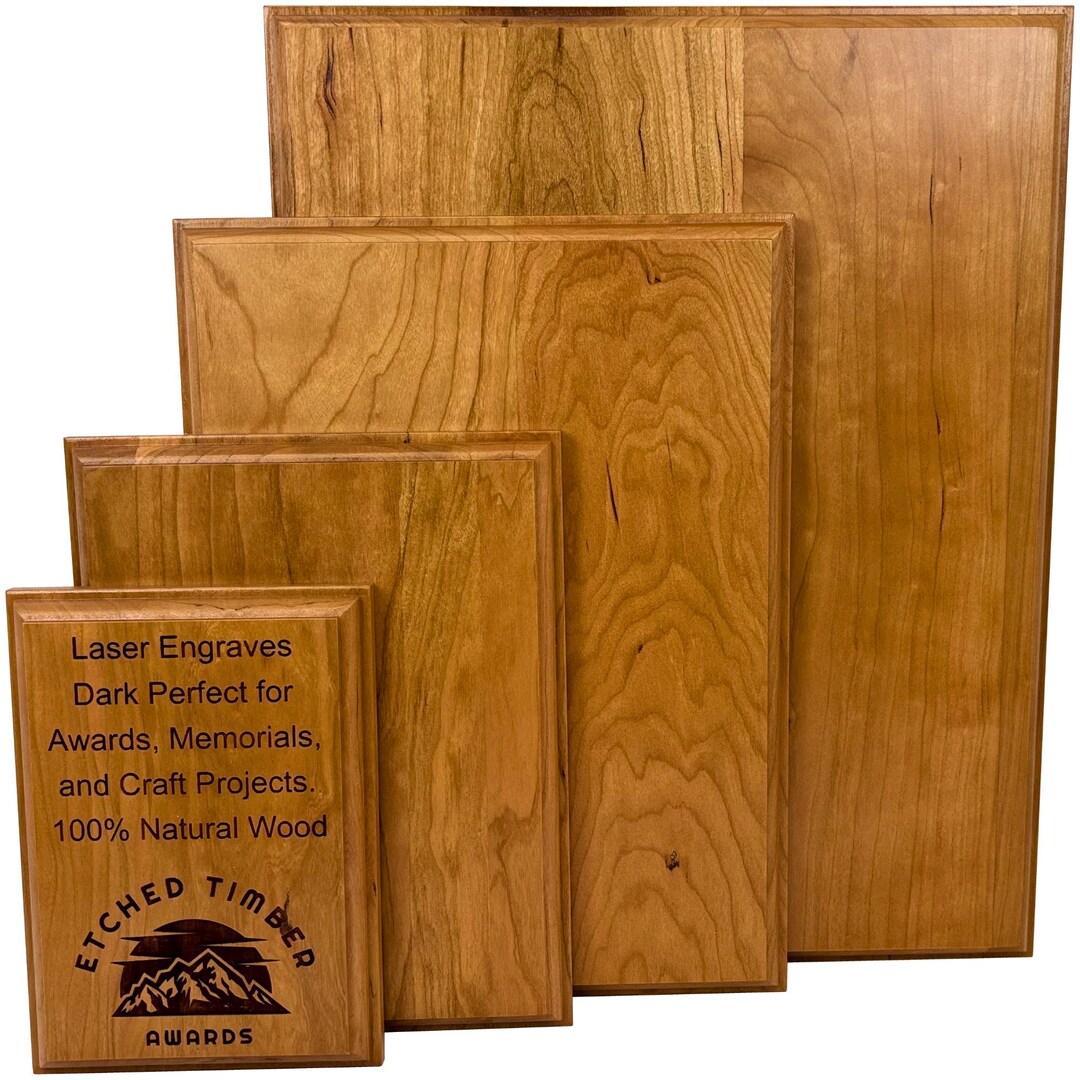 Genuine Cherry Wood Plaque Base, Double Beveled, 0.75" Thick, Laser ...
