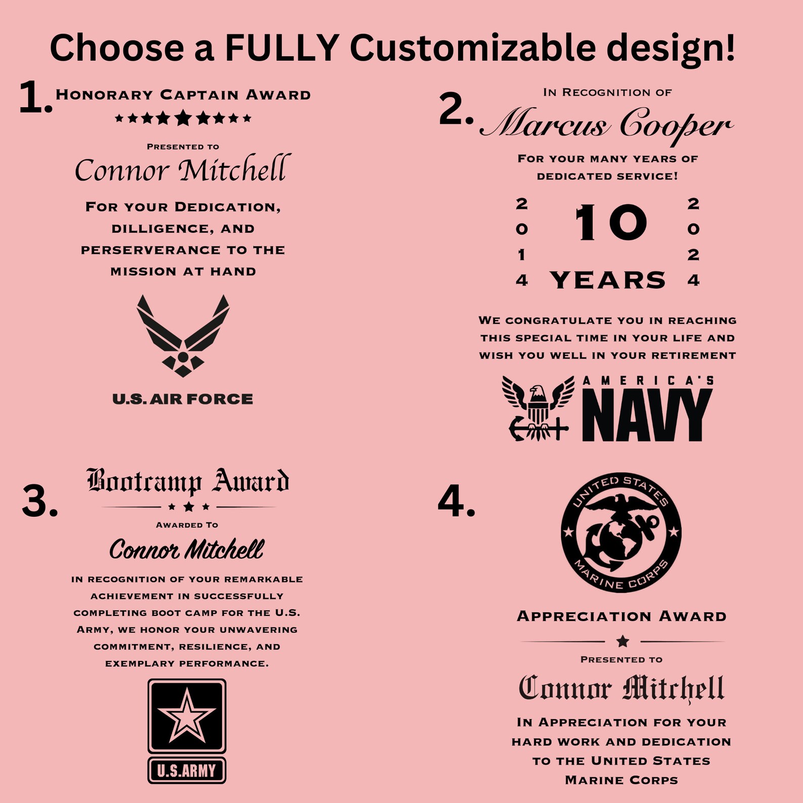 Cherry Military Award Plaque, Military Plaque, Custom Military Awards ...
