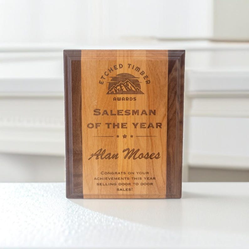 Custom Award Plaque Alder Wood, Fully Customizable Design, Multiple ...