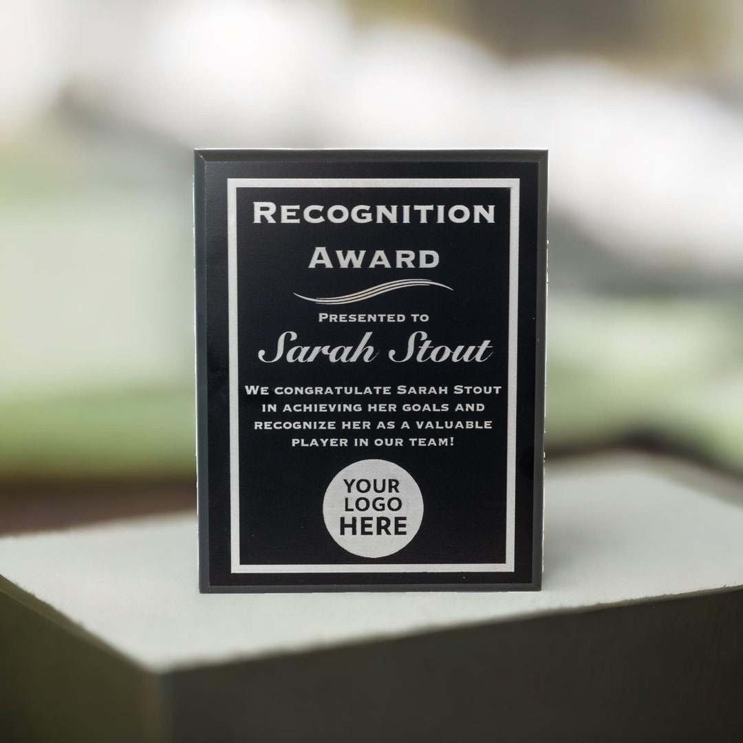 BLACK & SILVER Customizable Award Plaque, Wooden Award Trophy, Engraved ...