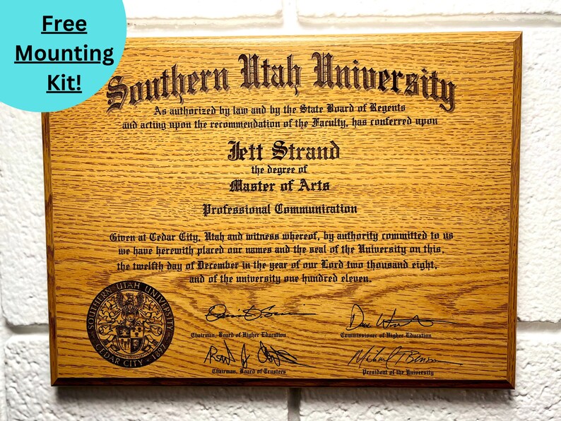 Custom Engraved Diploma WGU Diploma Frame Certificate - Etsy