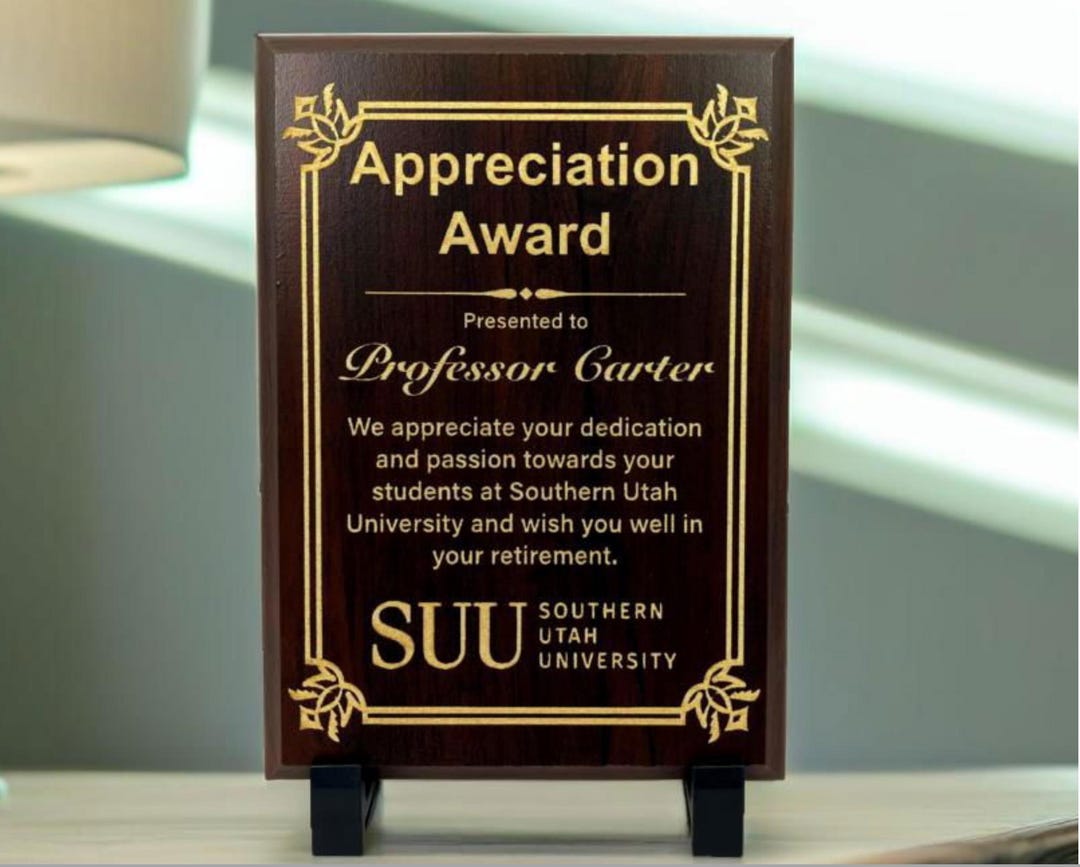 Custom Cherry & Gold Award Plaque, Wood Plaque Trophy Award, 5x7 7x9 ...