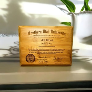 Custom Engraved Diploma, WGU Diploma Frame, Certificate Award ...