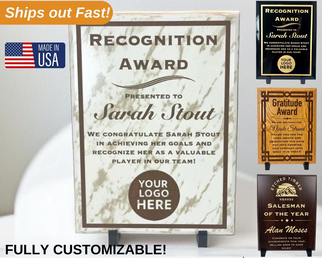 Marble Award Plaque Gift, Recognition Award Gift, Corporate Awards ...