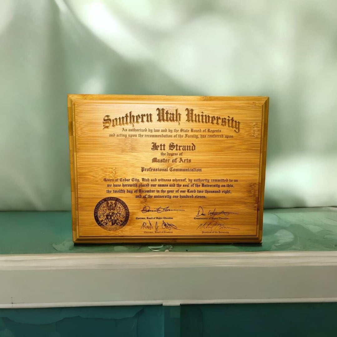 College Diploma Frame, Custom Graduation Plaque, Bamboo Diploma Plaque ...