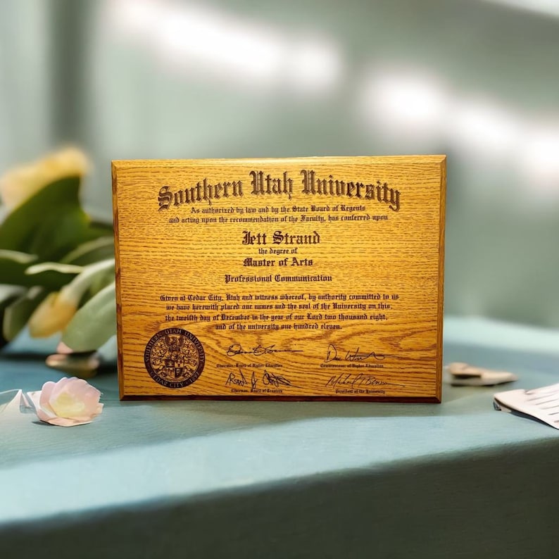 College Diploma Frame, Custom Graduation Plaque, Bamboo Diploma Plaque ...