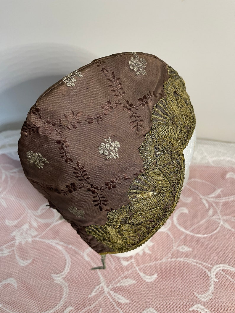 RARE Antique Original Georgian Ladies Silk Brocade Bonnet Coiffe C.1810 ...