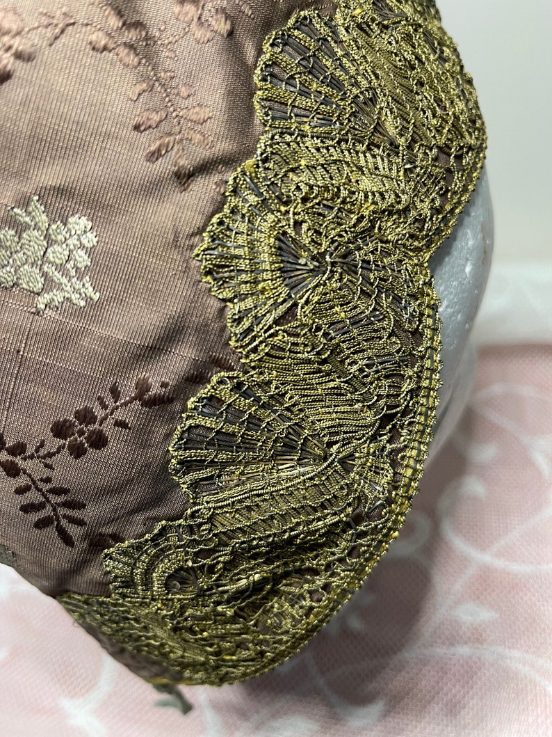 RARE Antique Original Georgian Ladies Silk Brocade Bonnet Coiffe C.1810 ...