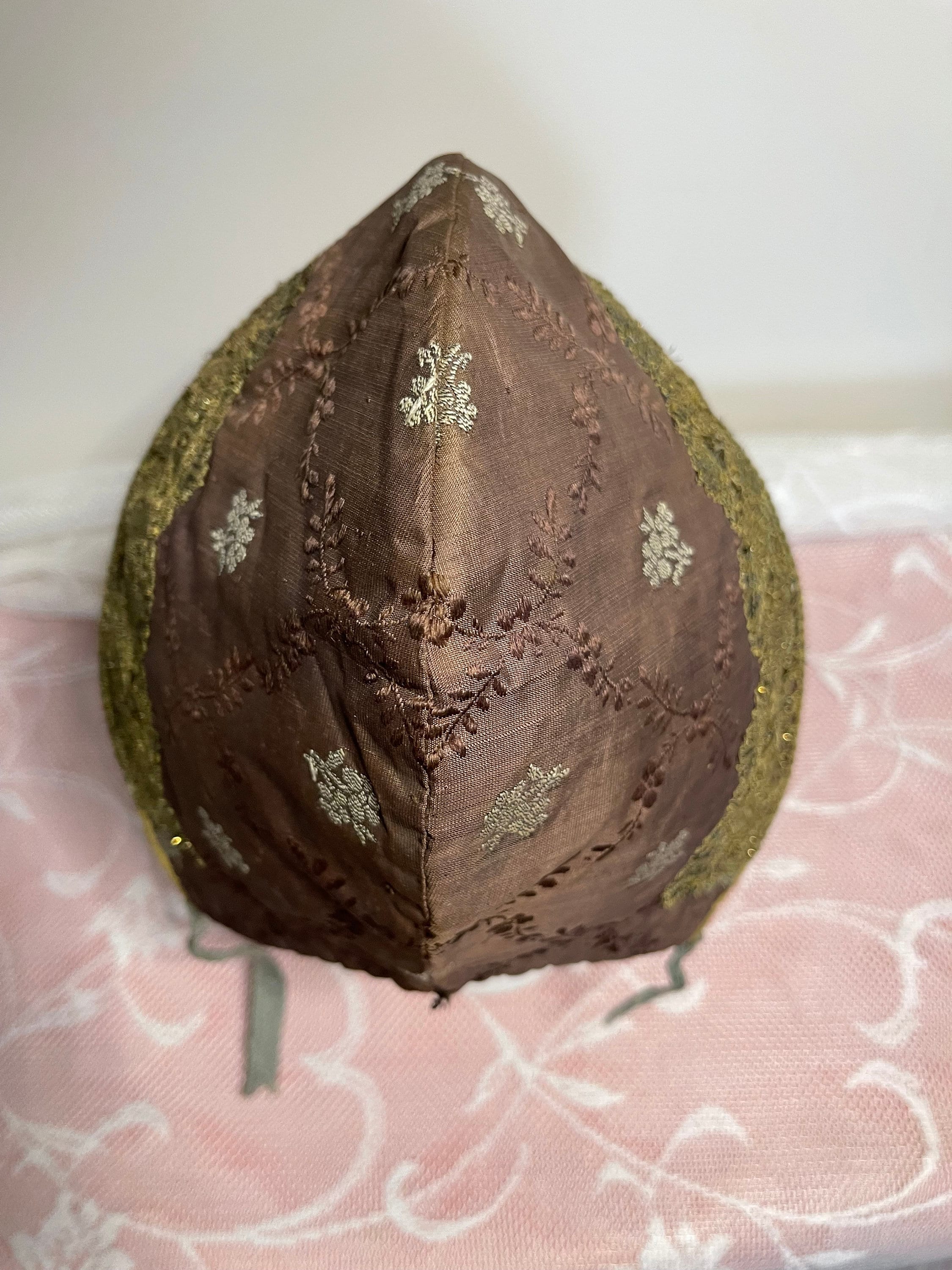 RARE Antique Original Georgian Ladies Silk Brocade Bonnet Coiffe C.1810 ...