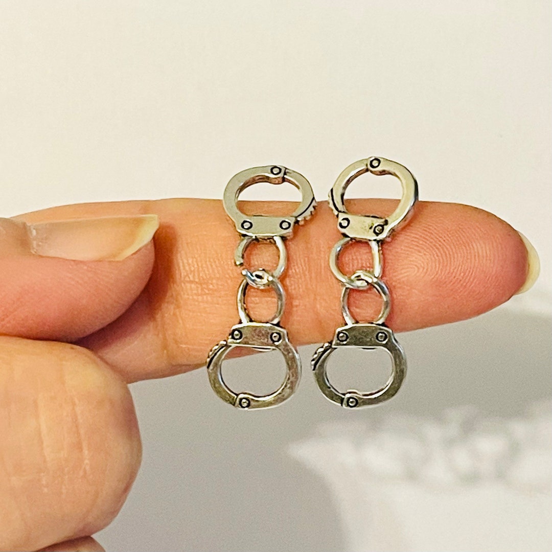2 Pairs Metal Miniature Handcuffs Mini Set of Two Pair for Fun, Decor ...
