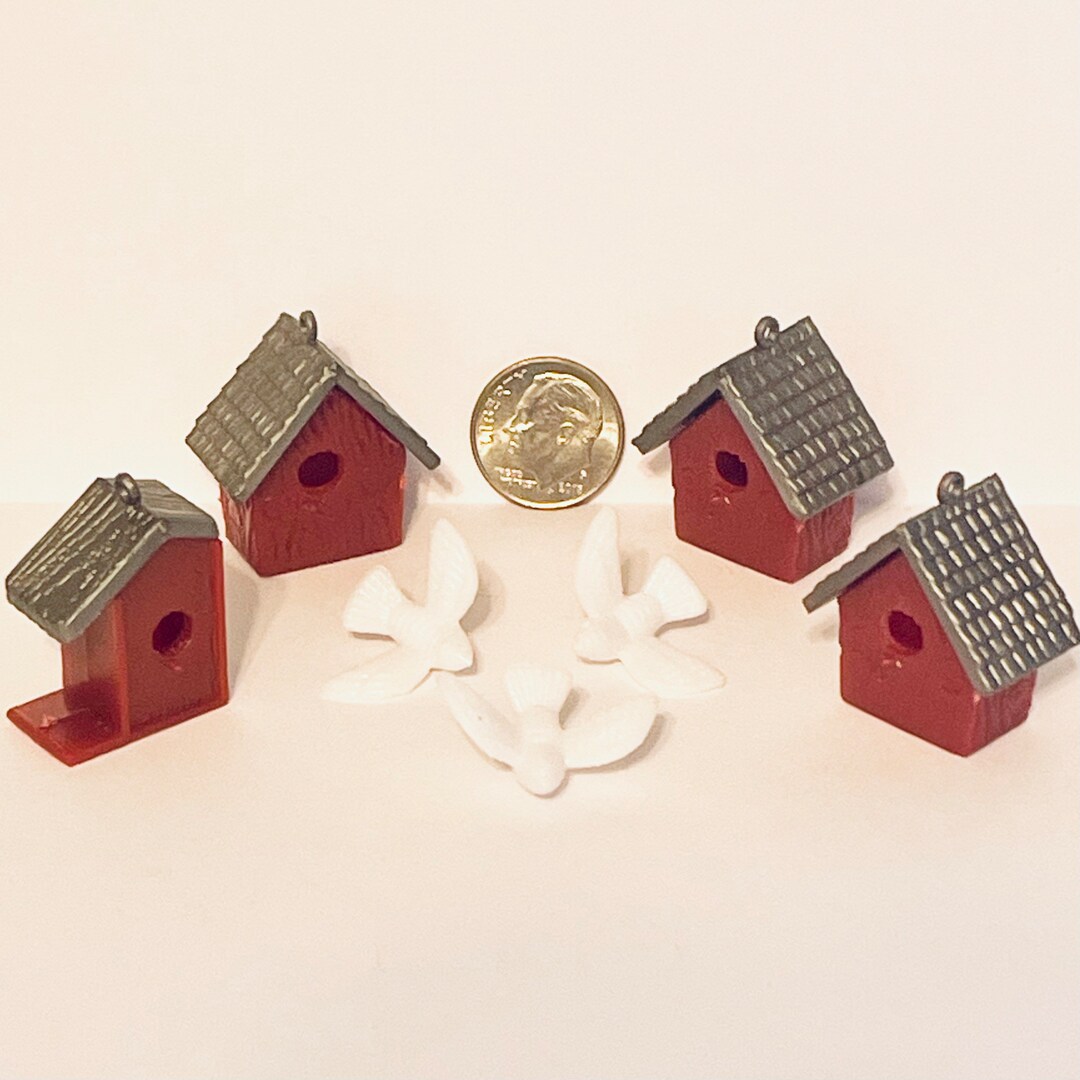 7pc Birds & Houses Vintage Bird House Set Miniature Tiny Mini - Etsy