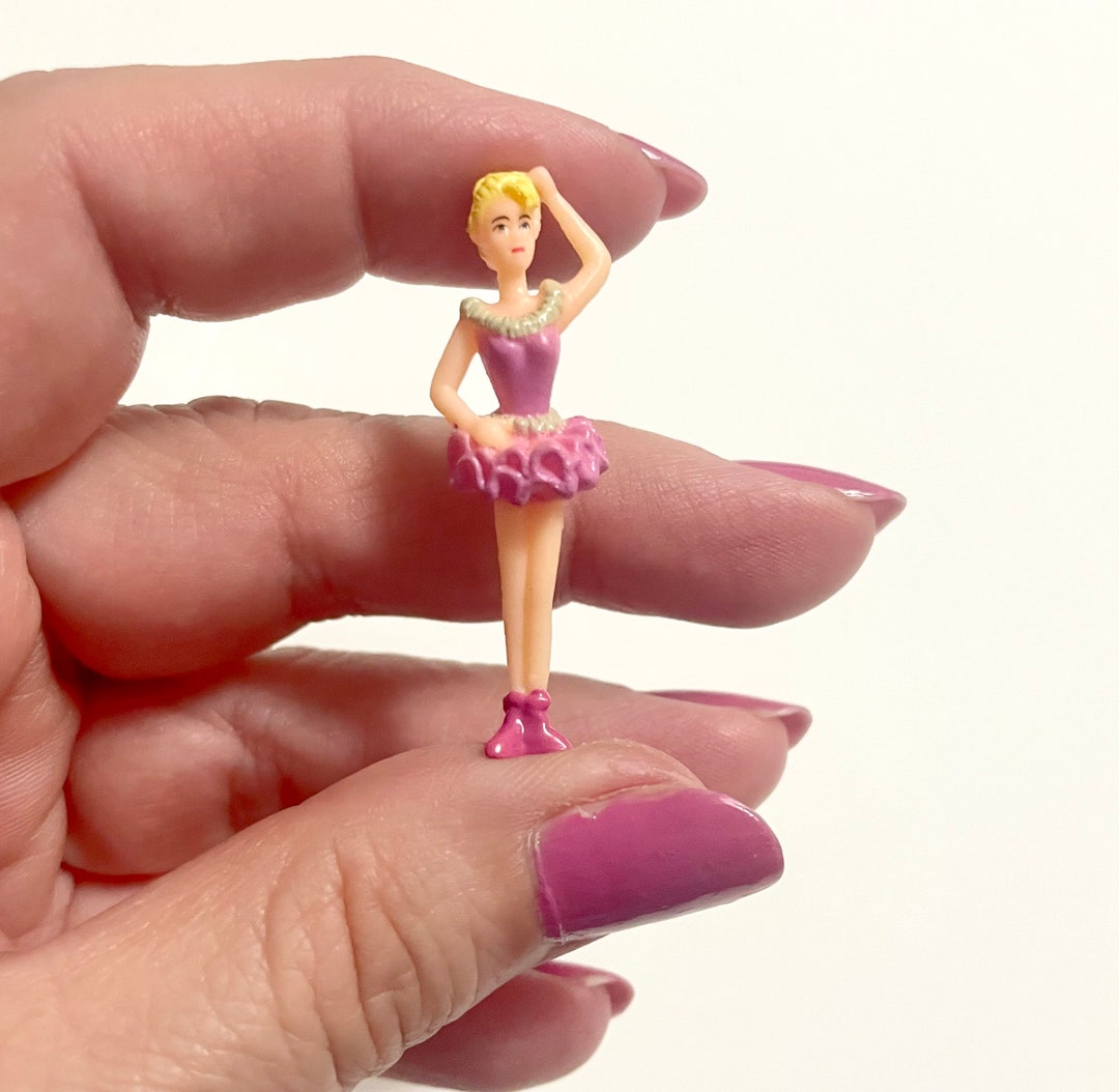 Tiny Hot Pink Ballerina Miniature Dollhouse Figure Mini Doll Great for ...