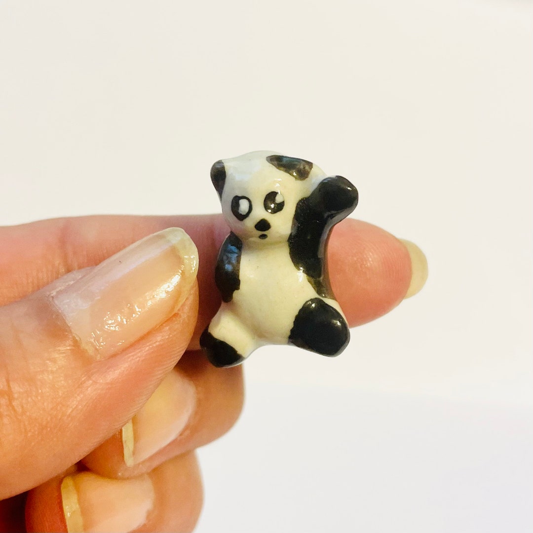 Tiny Glazed Ceramic Miniature Panda Bear Vintage Figure - Etsy