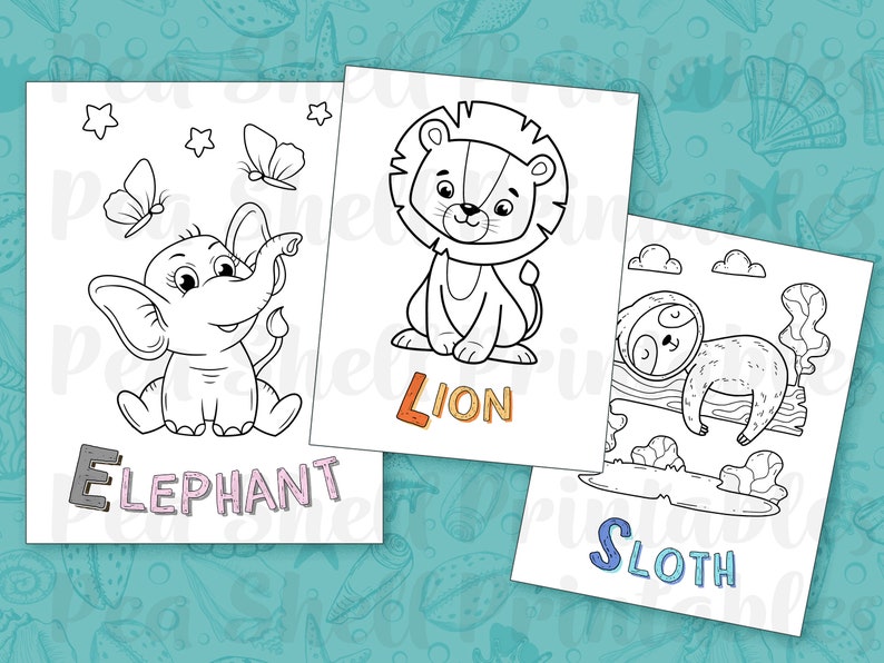 ABC Animals Printable Coloring Book - Digital Download 26 Pages - Etsy