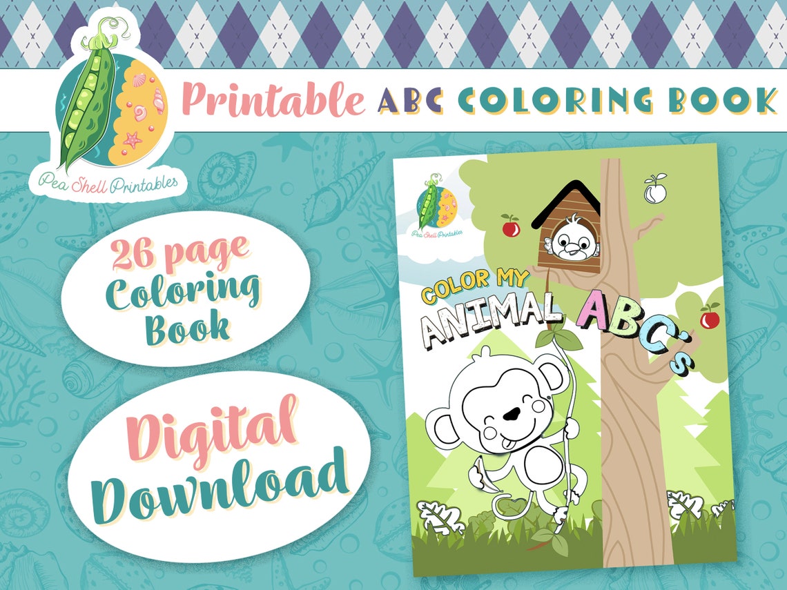 ABC Animals Printable Coloring Book - Digital Download 26 Pages - Etsy