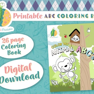 ABC Animals Printable Coloring Book - Digital Download 26 Pages - Etsy