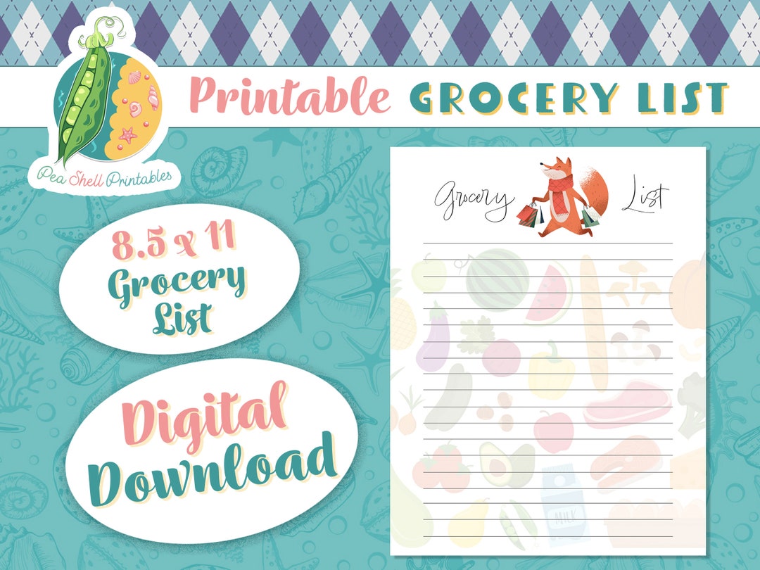 Cute Printable Grocery List Page - Digital Download - Etsy