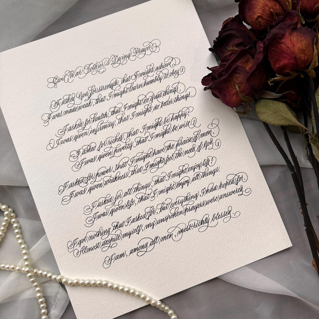 Civil War Soldier Poem | Custom Calligraphy/ Handwritten Poem, Lyrics ...