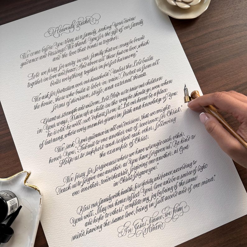 Custom Calligraphy Prayer | Handwritten Heavenly Father Prayer ...