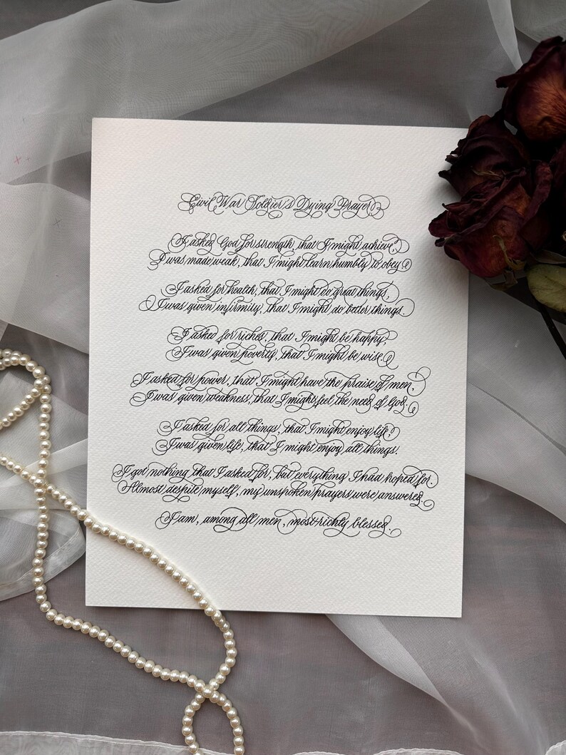 Civil War Soldier Poem | Custom Calligraphy/ Handwritten Poem, Lyrics ...
