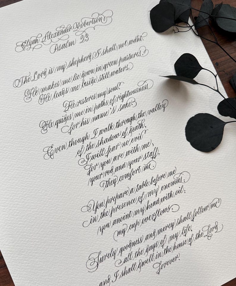 Psalm 23 | Custom Calligraphy/ Handwritten Poem, Lyrics, Verses, Letter ...