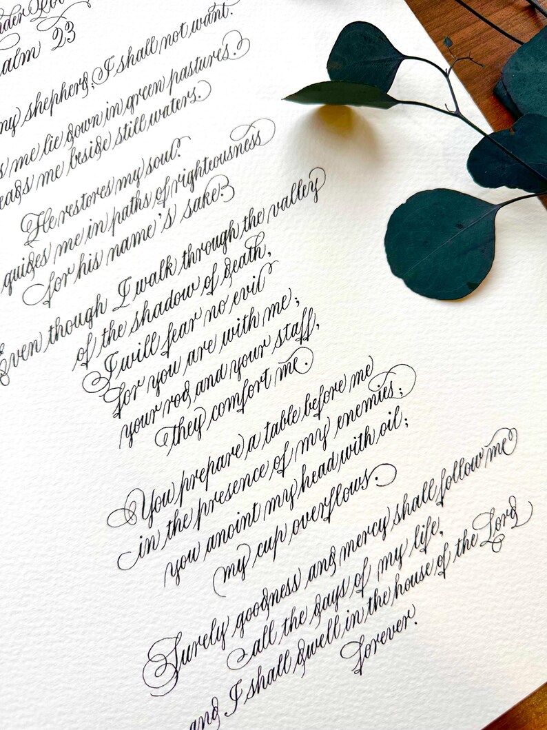 Psalm 23 | Custom Calligraphy/ Handwritten Poem, Lyrics, Verses, Letter ...