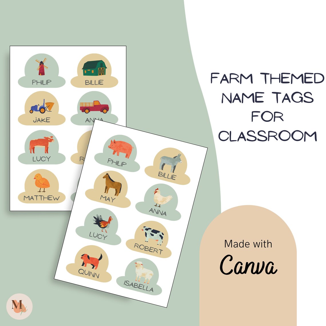 Farm Animal Classroom Name Tags Childcare Name Tags Classroom Labels ...