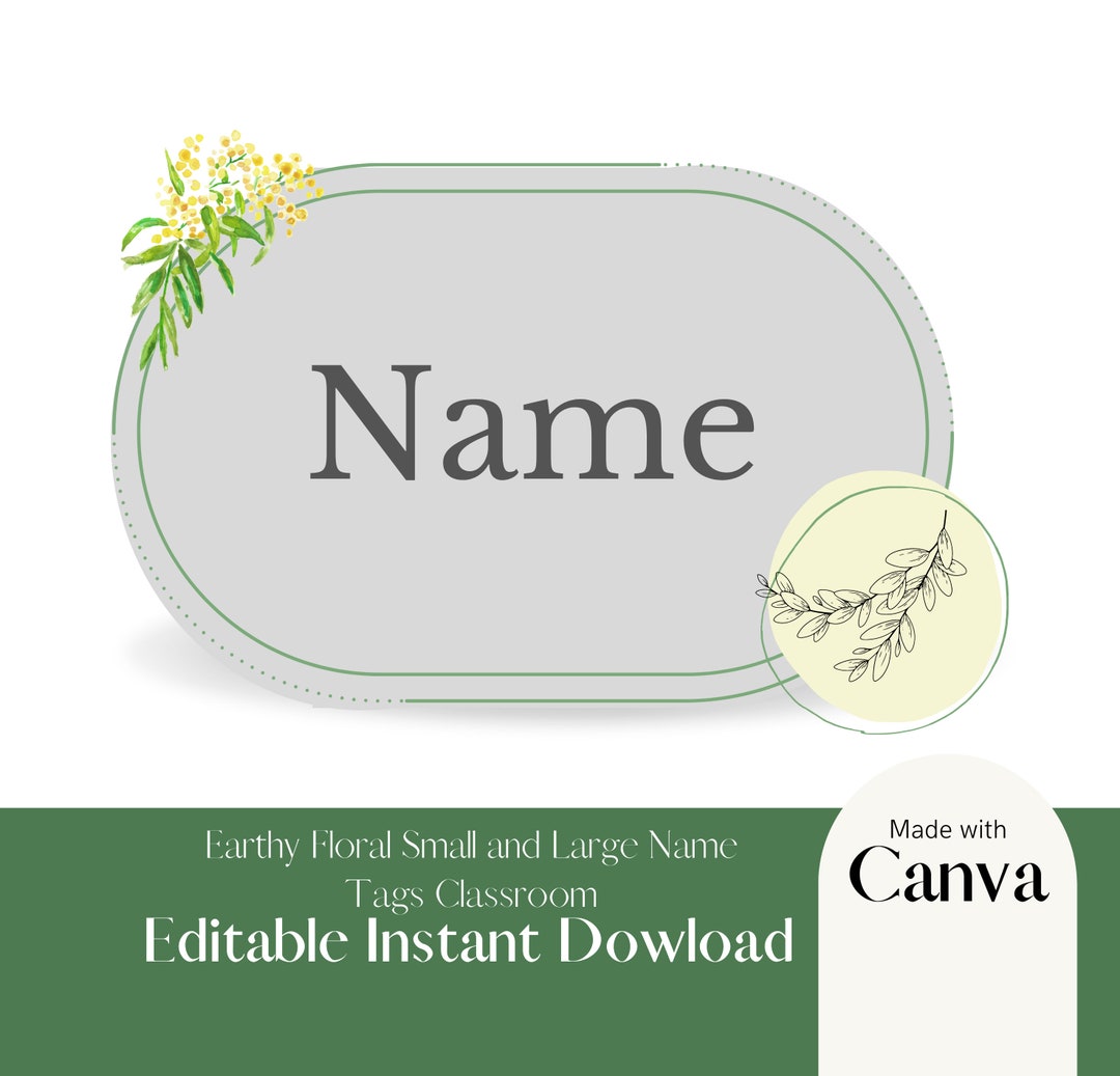 Kindy Name Tags Childcare Name Tags Classroom Name Tags Earthy Floral ...