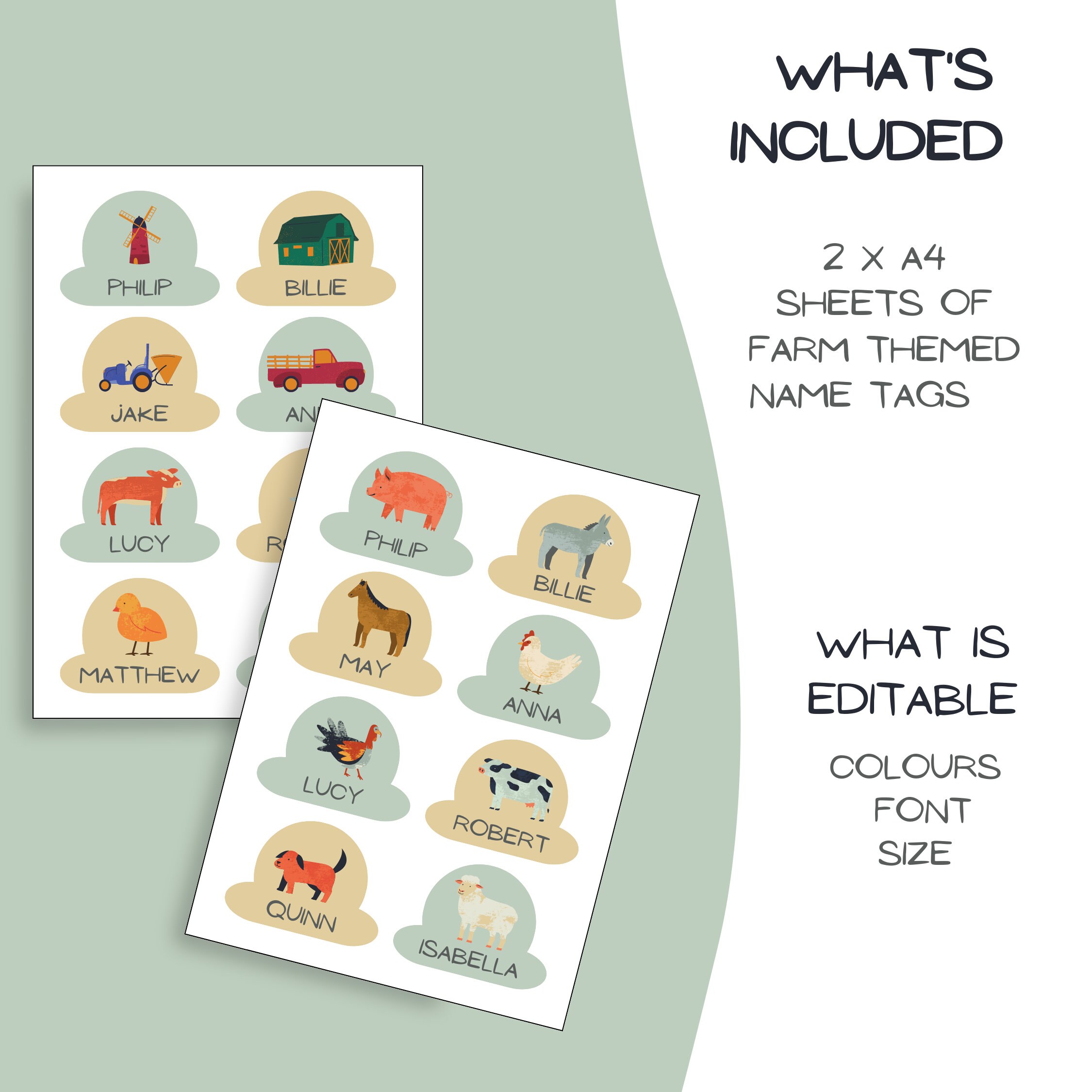 Farm Animal Classroom Name Tags Childcare Name Tags Classroom Labels ...