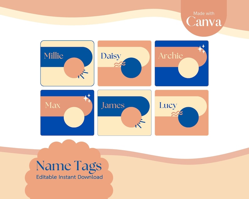 Cute Modern Classroom Name Tags Childcare Name Tags Classroom Labels ...