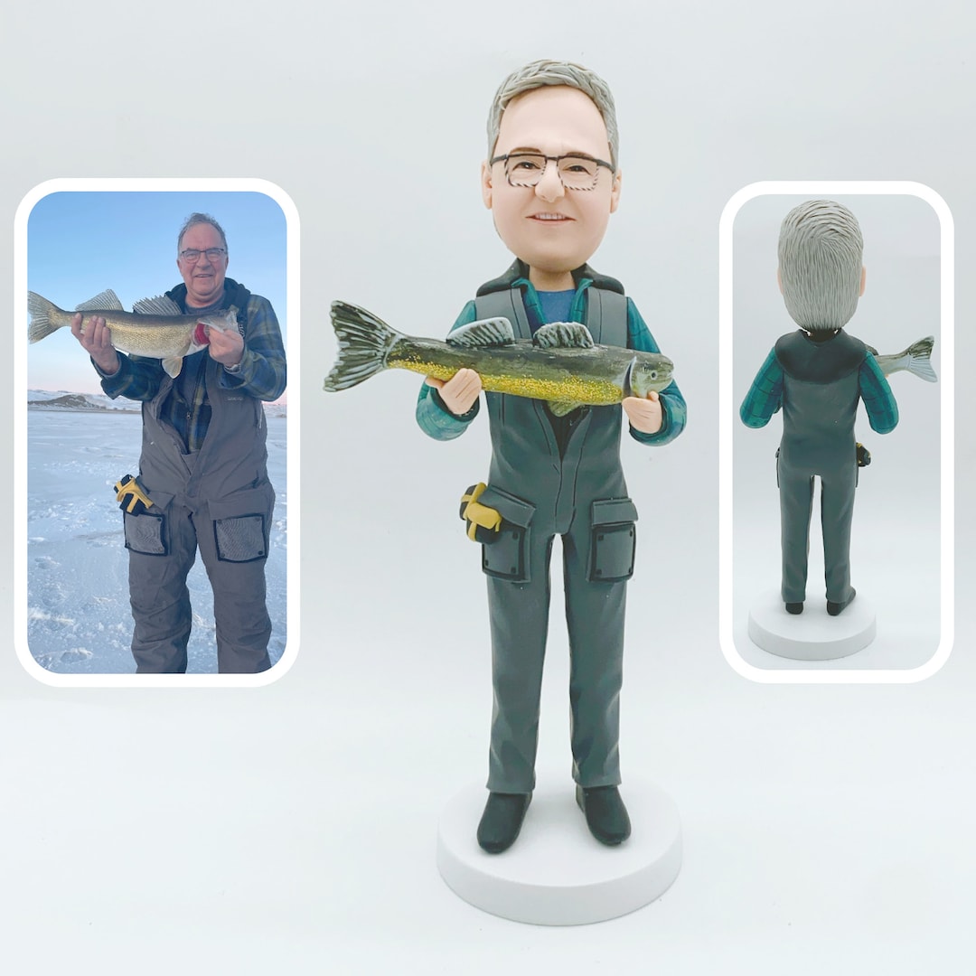 Personalized Fishing Bobblehead, Custom Fisherman Bobbleheads, Custom ...