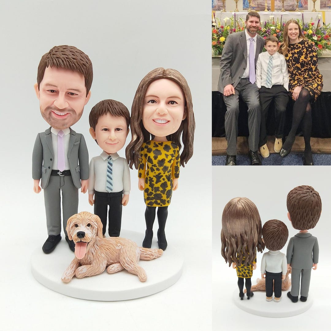 Custom Family Portrait Bobbleheads, Personalized Happy Family Cake ...
