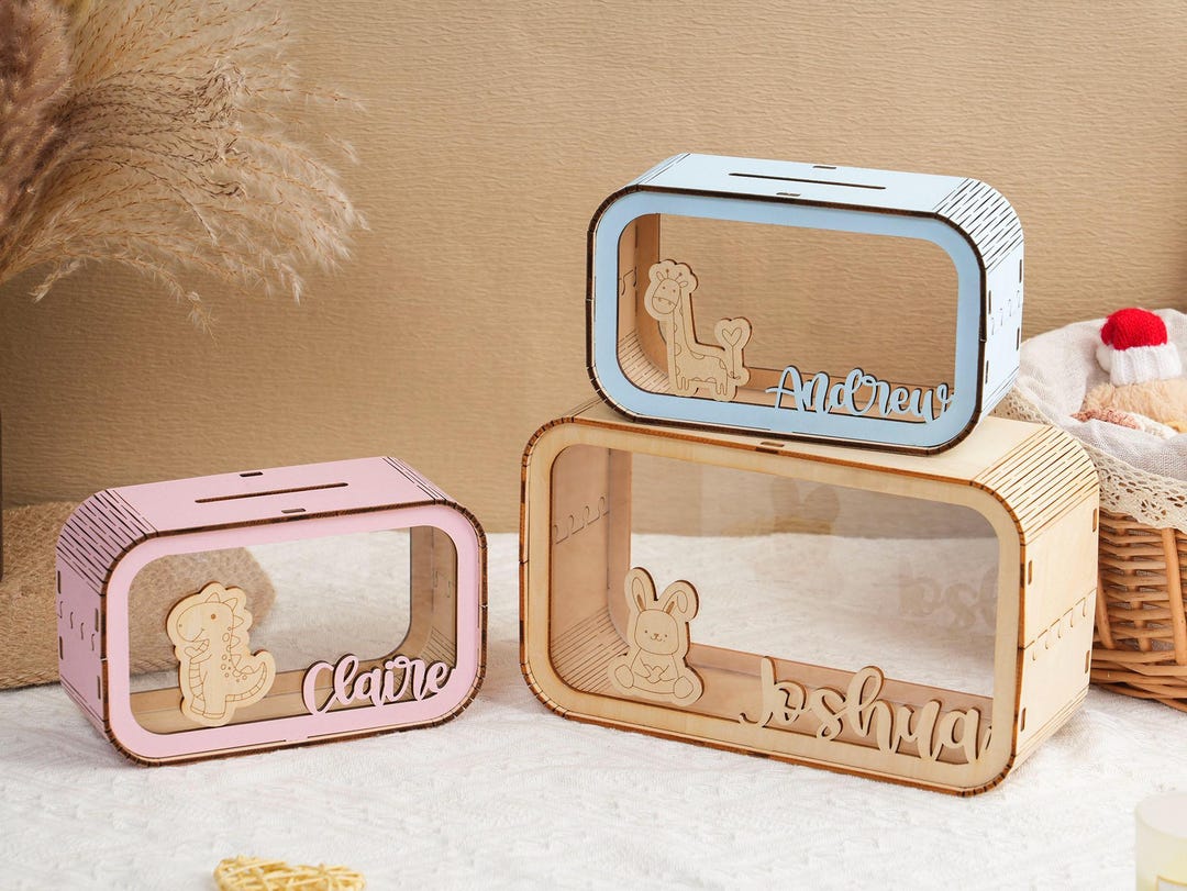 Wooden Animal Coin Bank,personalized Wooden Piggy Banks,cartoon Money ...