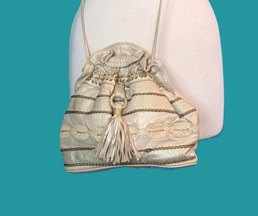 Viva Bags of California Vintage Metallic Gold Faux Leather Purse ...