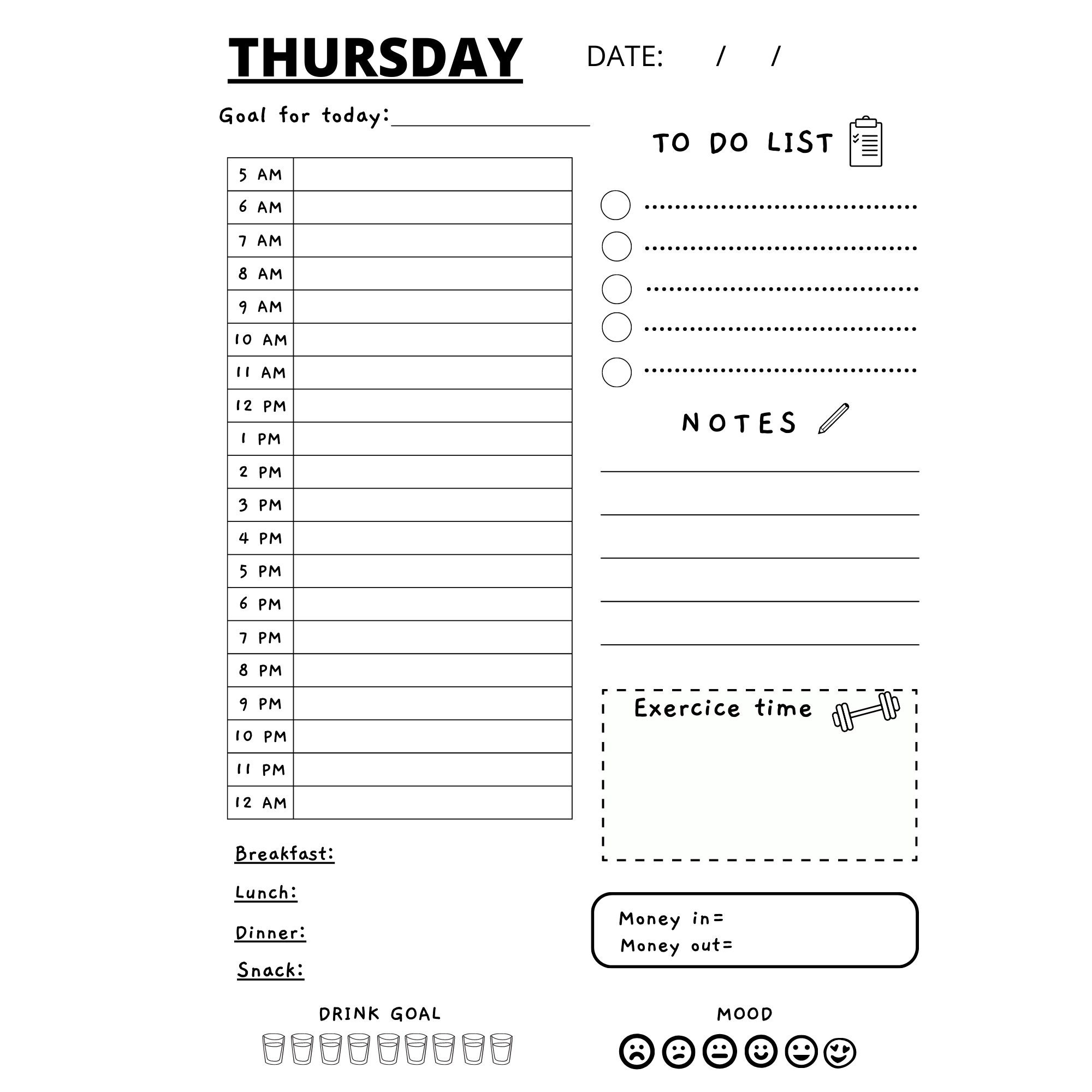 Printable Daily Planner /agenda - Etsy