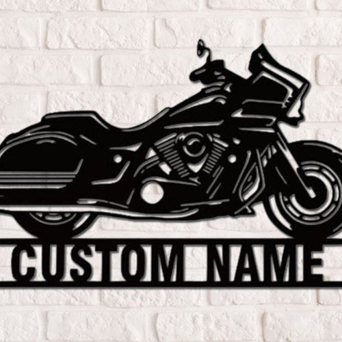 Custom Motorcycle Sign Harley Davidson Metal Wall Art Etsy