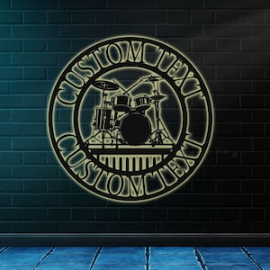 Musical Instruments Metal Wall Art Custom Music Room Sign Drums ...