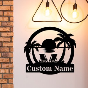 Palm Trees Sign Porch Decor Outdoor Palm Trees Metal Sign Tropical ...