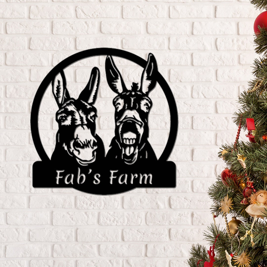 Custom Donkey Sign Personalized Donkeys Farm Sign Donkey Metal Wall Art ...